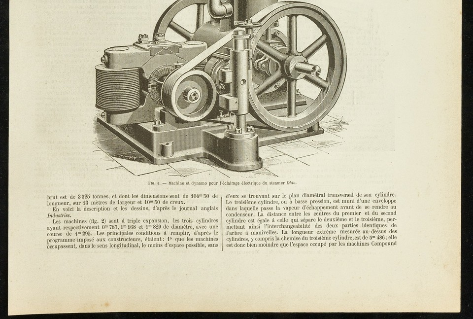 1887 - Machine And Dynamo For The Electric Lighting Of The Steamer Ohio ...