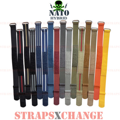 Hybrid NATO® Ribbed Single Pass Hook Loop Wrap Around Sport Watch Strap ...