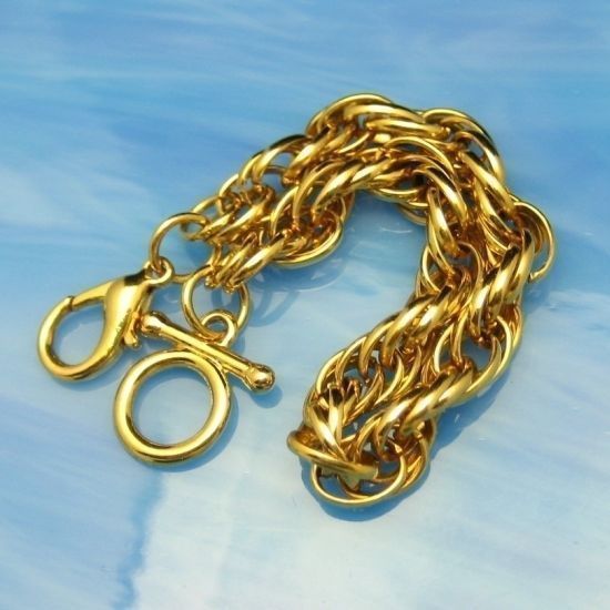 Thick 8 inch Chunky Gold Plated Rope Chain Bracelet Vintage Statement ...