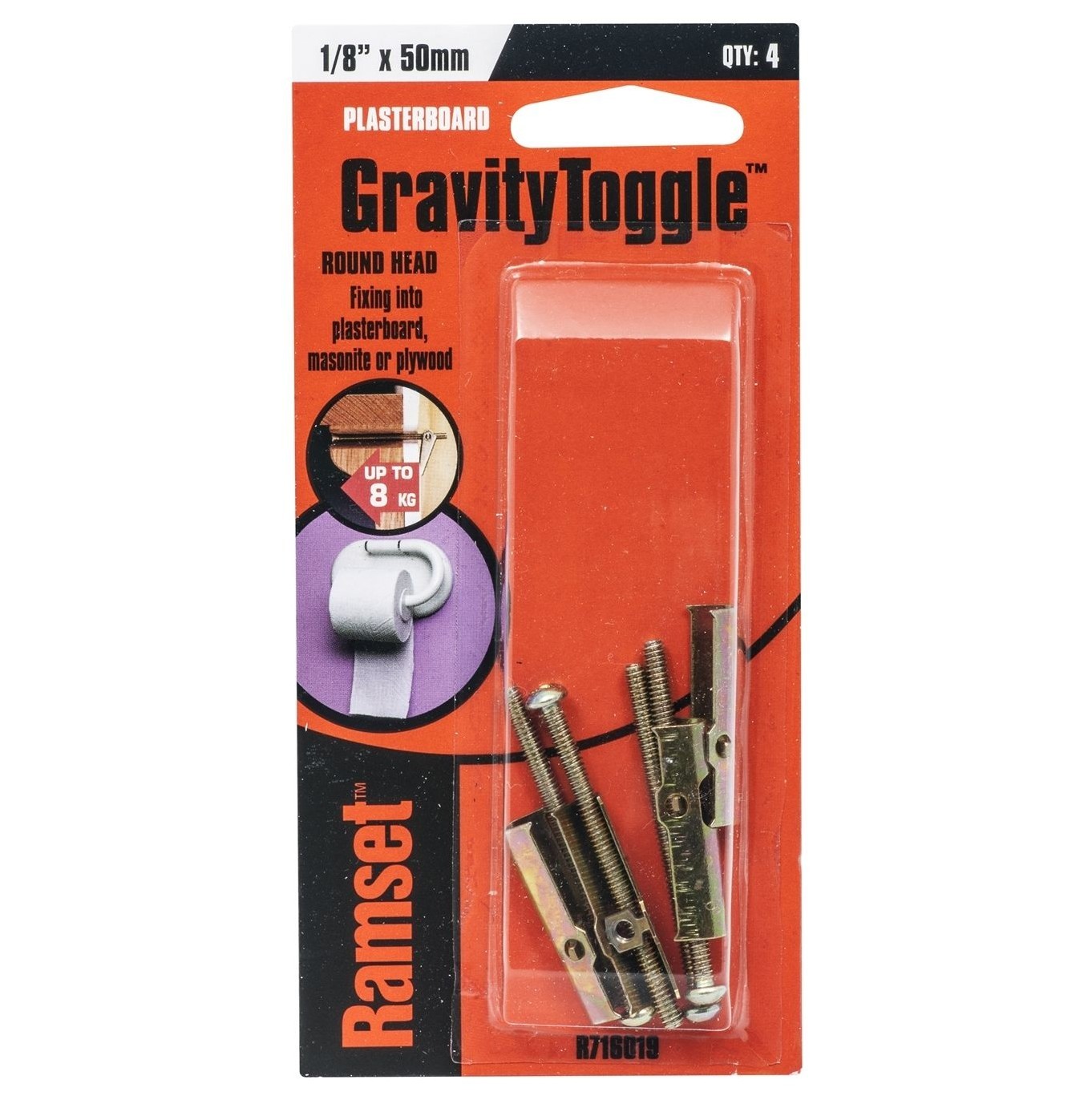 2x Ramset GRAVITY TOGGLE ANCHOR 4Pcs Round Head *Aust Brand- 1/8" Or 3/16" x50mm | eBay