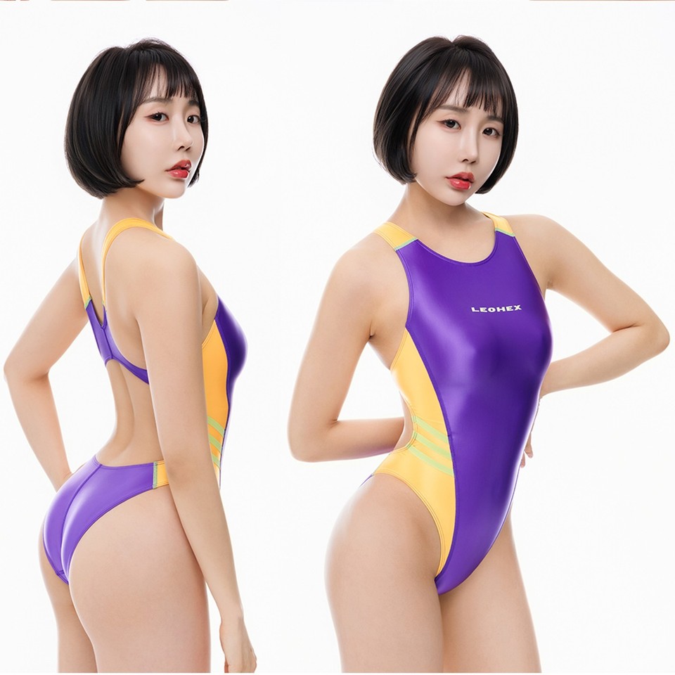 2025 LEOHEX Swimwear Women's Swimsuit Shiny Glossy One Piece Spandex Bademode | eBay
