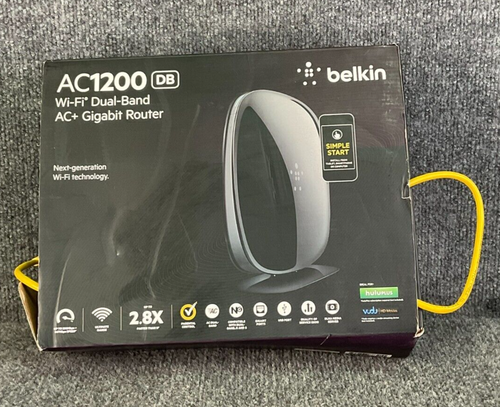 Belkin Wireless Wi-Fi AC+ Gigabit Router AC1200DB Dual-Band 4-LAN Ports ...