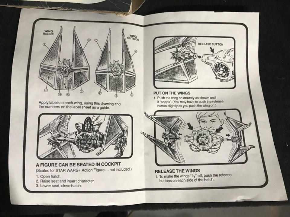 1983 VINTAGE KENNER TIE INTERCEPTOR STAR WARS ROTJ w BOX INSERT ...