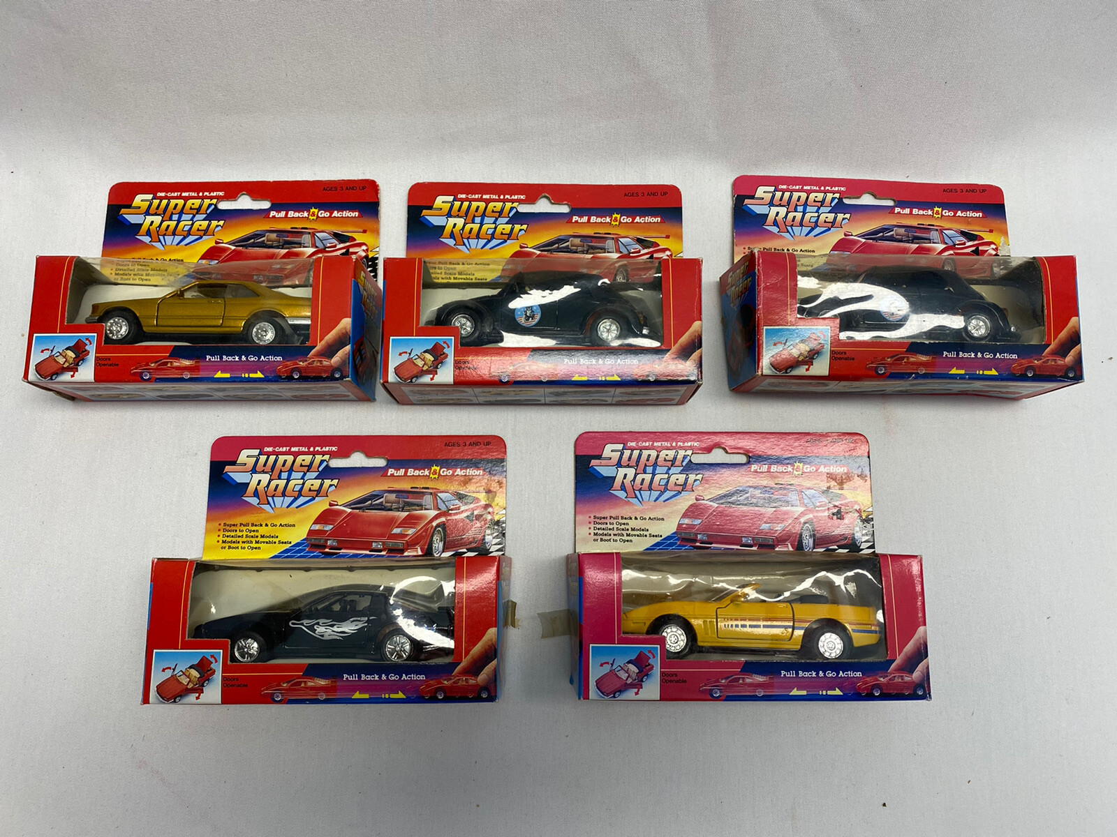Lot (5) Vintage die - cast Super Racer Car Models. Pull back & Go ...