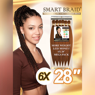 Smart Braid Pre-Stretched 6 in 1 Pack 28" Pre-Pulled Ultra Braiding Hair UK | eBay UK