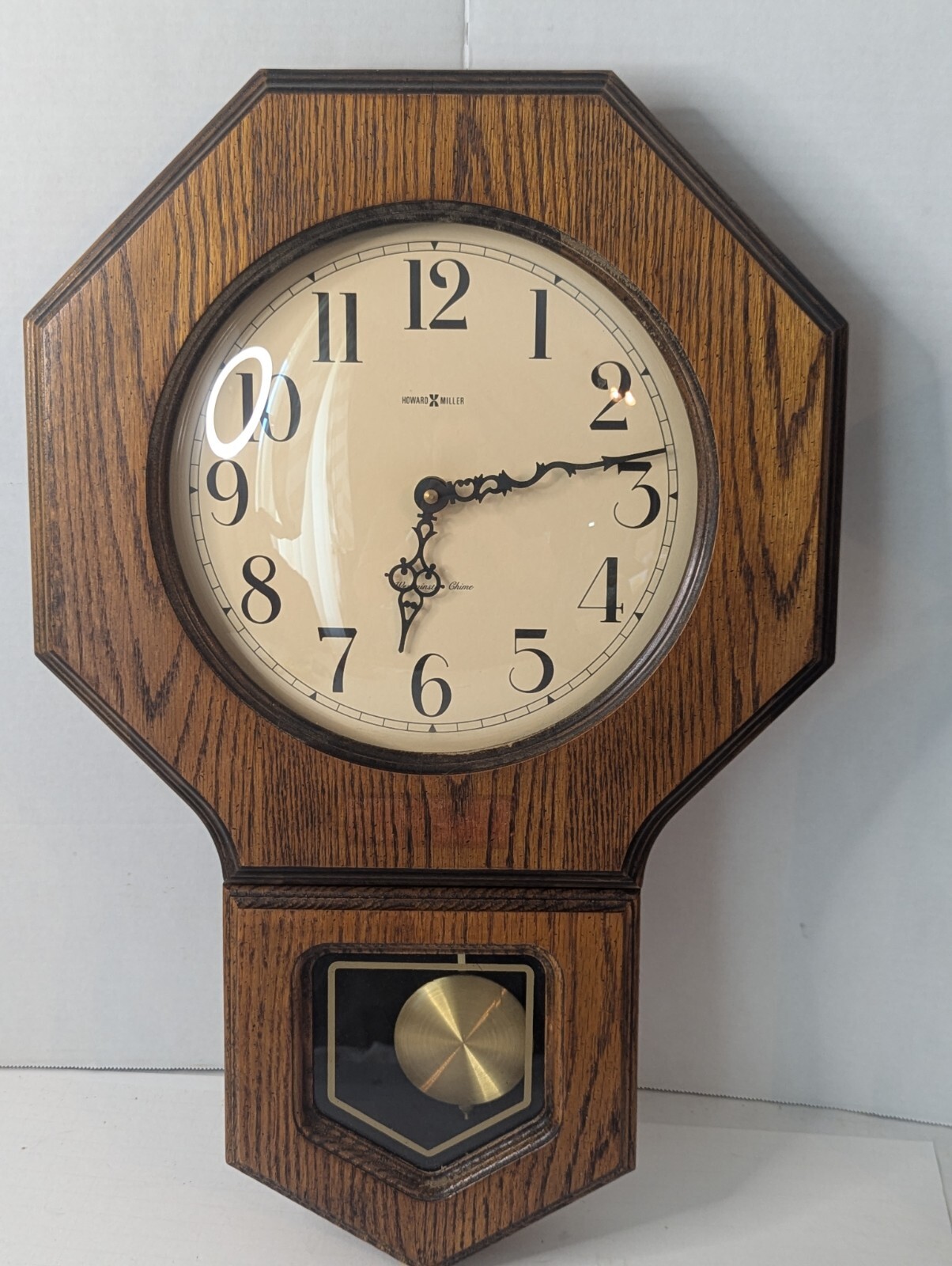 Vintage Howard Miller Westminster Chime Battery Operated Pendulum Wall ...