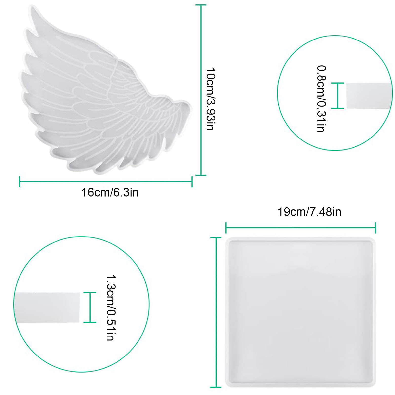 Silicone Mold Large Square Mold and Angel Wings Mold Set for DIY Resin ...