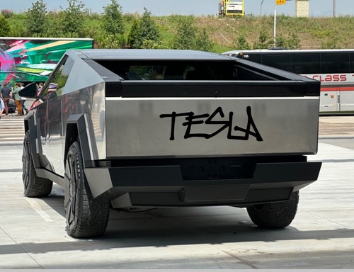 Tesla Cybertruck 2023-2025 CUSTOM TEXT Graffiti Rear Bed Door Decal ...