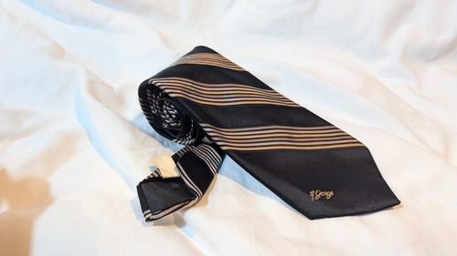 Black and Gold Stripped Allyn St George Neck tie | eBay