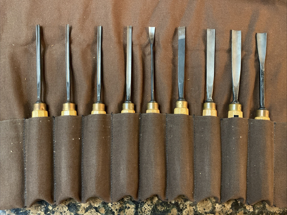 Set of 9 VINTAGE WOOD CHISEL GOUGE V-PARTING TOOLS CARVING TOOLS | eBay
