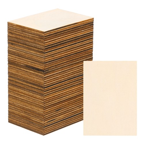 70x50mm Wood Pieces, 80 Pack Unfinished Rectangle Wood Shapes Wooden ...