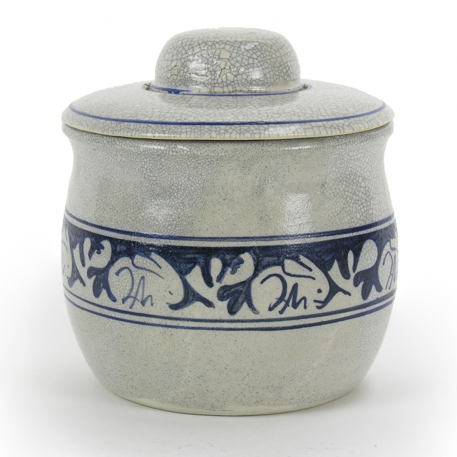 Dedham Pottery antique humidor cookie jar rabbit blue & white arts ...