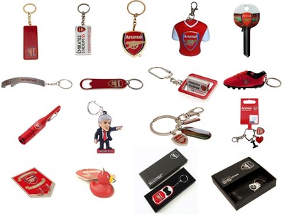 Arsenal FC Keyring Badge Bag Charm Door Key Bottle Opener Torch Leather ...