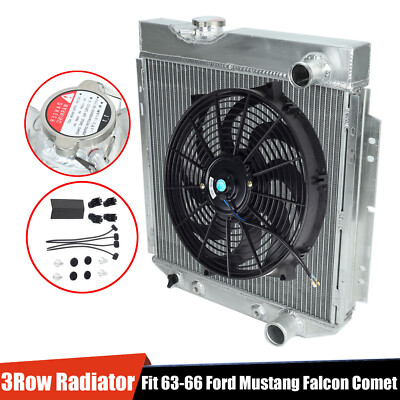 3 Row Radiator Aluminum+14" Fan For 65-66 Ford Mustang 60-65 Falcon ...