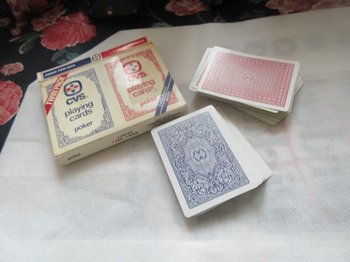 CVS Poker Playing Cards 2 Decks One Red One Blue Twin Pack Box ...