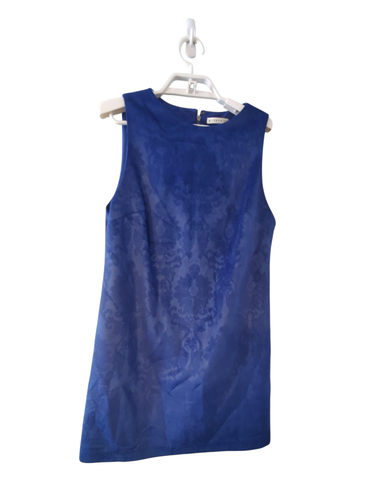 Alice + Olivia Clyde damask mini shift dress womens 8 blue velvet | eBay