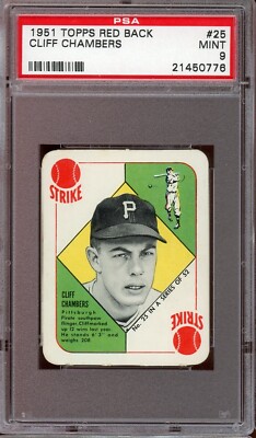 1951 Topps Red Back Baseball #25 Cliff Chambers PSA 9 *d2 | eBay