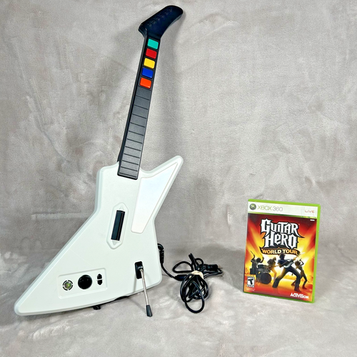 Guitar Hero Xplorer Red Octane Guitar 95055 w/Game Xbox 360 Wired ...