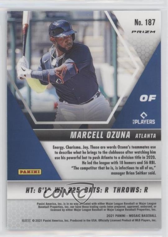 2021 Panini Mosaic Reactive Blue Mosaic Prizm Marcell Ozuna #187 | eBay