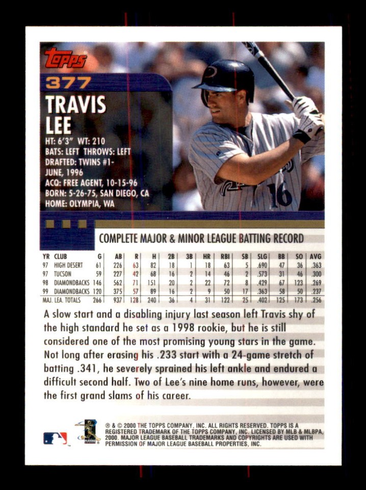 2000 Baseball Topps Travis Lee Arizona Diamondbacks #377 | eBay