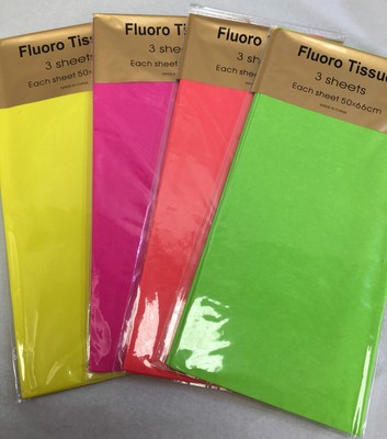 New Fluro neon tissue paper large size 50x66 cm 3 sheets 5 fluoro ...
