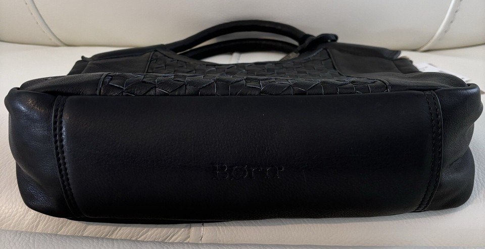 Born Millport Vintage Woven Leather Satchel Black Handbag | eBay