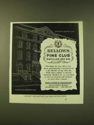 1951 Bellows Gin Ad - Bellows Fine Club Distilled Dry Gin | eBay