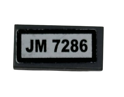 LEGO 1x2 Tile Gray with License Plate "JM 7286" Sticker Decal Part 3069 ...