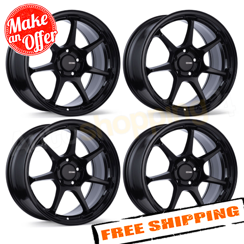 Enkei 535-895-6538BK Set of 4 18x9.5 5x114.3 38mm 72.6mm TS-7 Gloss ...