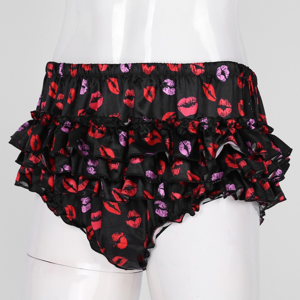 Mens Satin Silky Frilly Knicker Crossdress Bloomer Ruffled Skirted ...