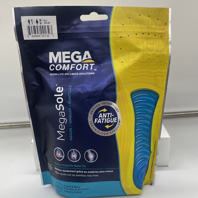 NEW Mega Comfort MEGA SOLE Insoles Thin Profile Casual Work Mens 6-7 ...