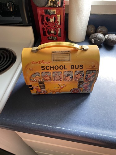 Vintage Disney School Bus Dome Lunch Box with Thermos Lunchbox ...