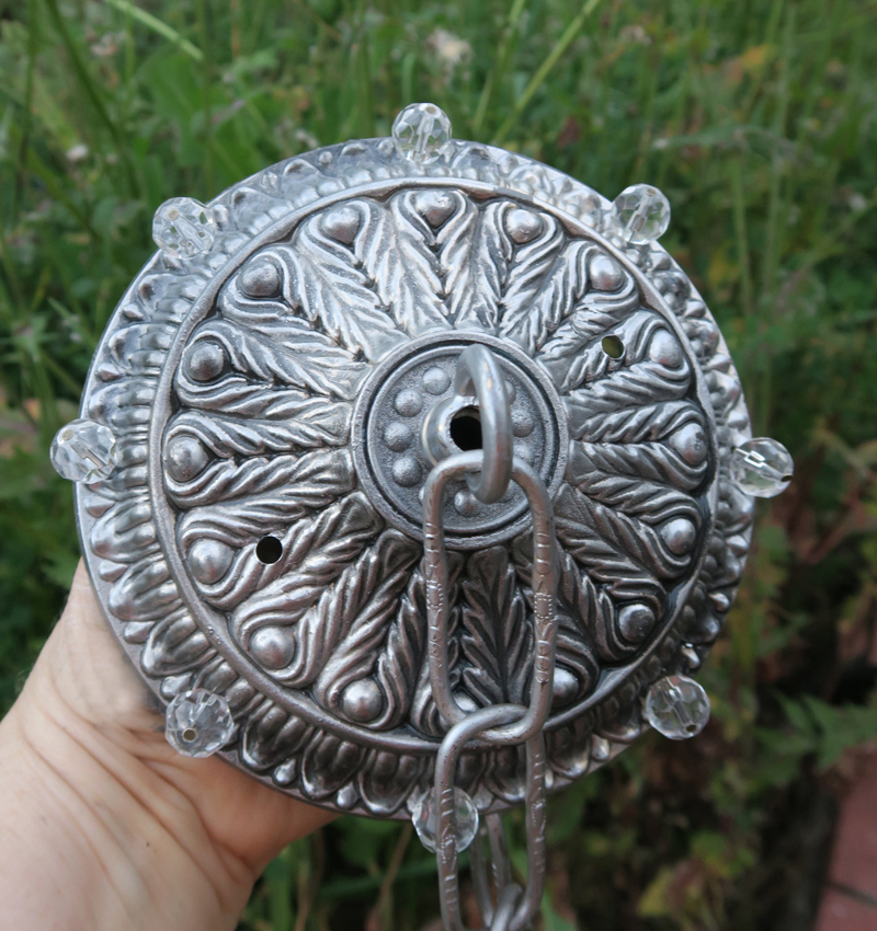 Silver Canopy lamp chandelier part Beaded Vintage Spelter French ...