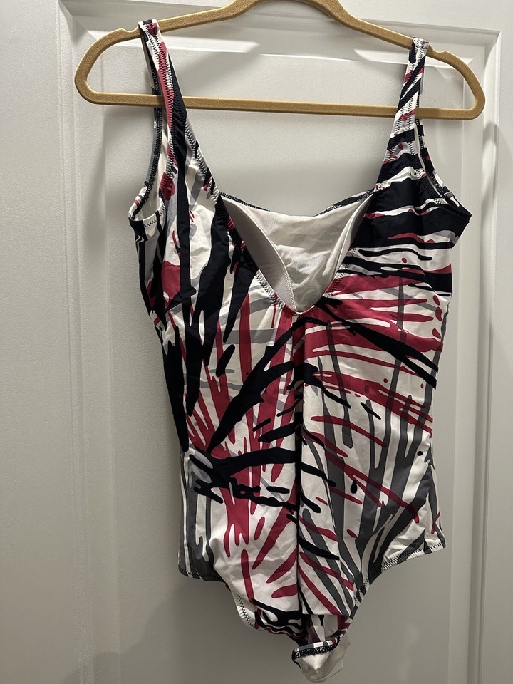 Gottex Maroon Black White Splatter Paint One Piece Swimsuit Size 16 | eBay