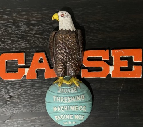 J.I. CASE Threshing Machine Co., Embossed Eagle Cast Iron Painted Sign ...
