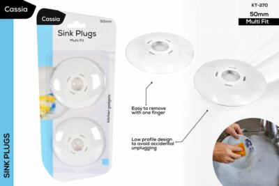 2 pieces Sink Plugs Kitchen gadgets value pack white Multi Fit 50mm ...