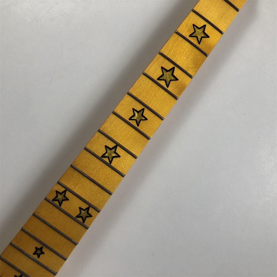 New Guitar Neck 22 frets 25.5inch Maple Fingerboard real inlay yellow ...