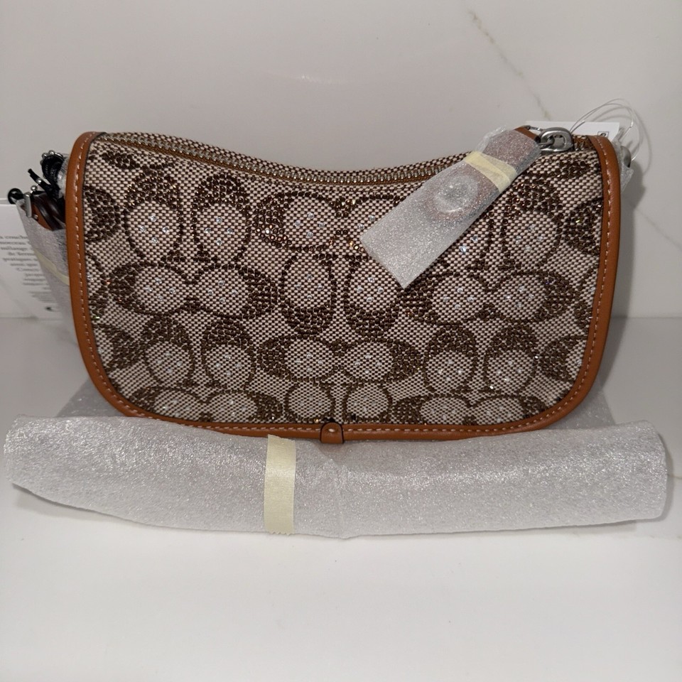 ️ Coach Swinger 20 Crystal In Burnished Amber Signature Jacquard ...