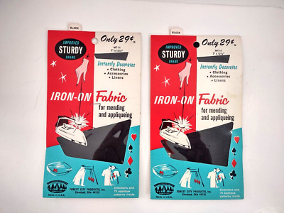 Vintage Improved Sturdy Brand Iron-On Fabric Black Open Mending ...