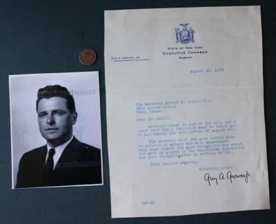 New York Governor Thomas E Dewey Office 1952 autographed letter & photo ...