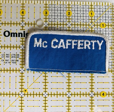 Vintage McCafferty Iron On Patch Embroidered Blue White Uniform Patch ...