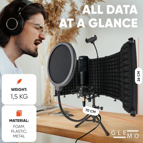 Microphone Isolation Shield with Phone Holder, Pop Filter & Desktop ...