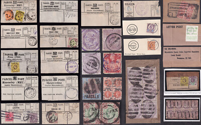 GB PARCEL POST Labels + Dockets 1893-1972 Stamps Postmarks ...PRICED as ...