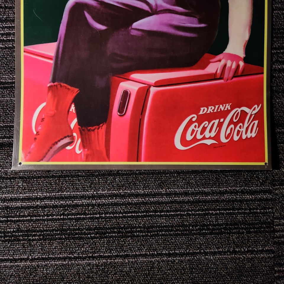1998 Coca Cola Play Refreshed Metal Tin Sign Retro Pin Up Wall Decor | eBay