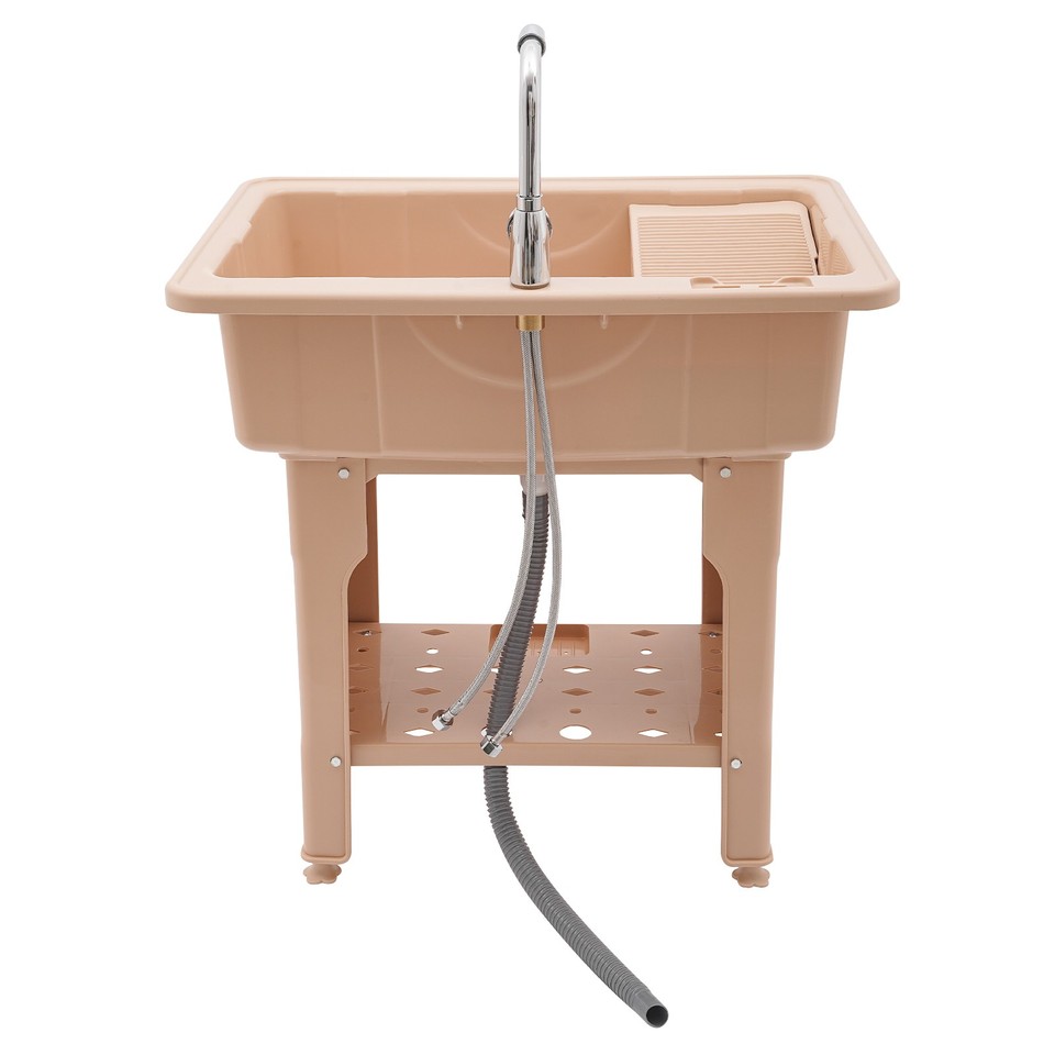Laundry Sink, Utility Sink With Storage Shelf, Slop Sink Wash Station ...