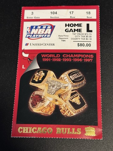 1998 NBA FINALS GAME 4 TICKET BULLS JAZZ MICHAEL JORDAN RED | eBay