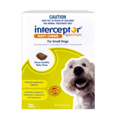 Interceptor Spectrum Chews for Small Dogs 4-11kg Green Allwormer 6 pack ...