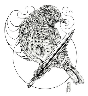 Sewn Together | sharp bill bird Ink drawing | art print by Alex Dakos ...