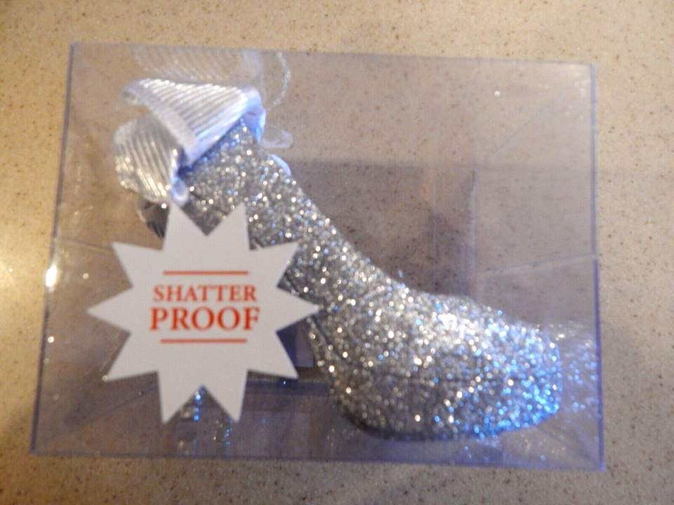 Christmas Ornament SHATTER PROOF SILVER SPARKLE HIGH HEELS 1 Pair | eBay