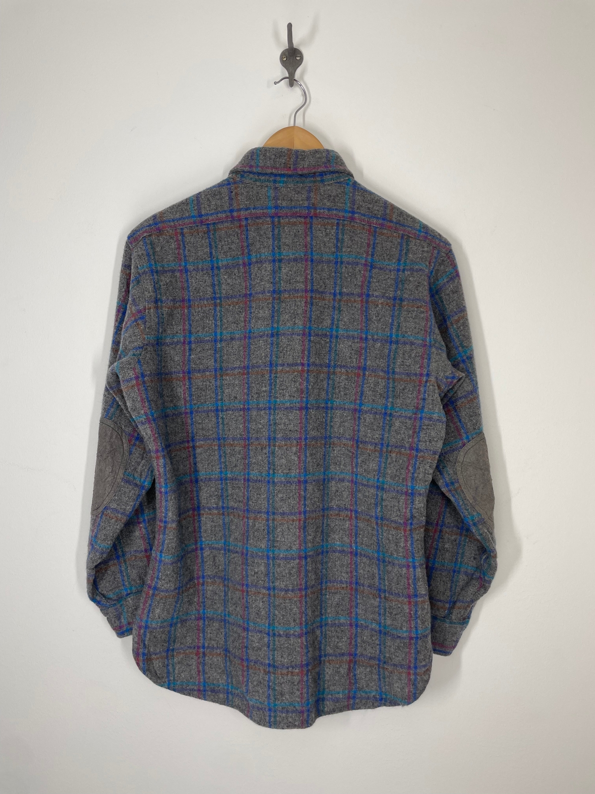 70s Pendleton Button Up Wool Flannel Elbow Patch Shir… - Gem